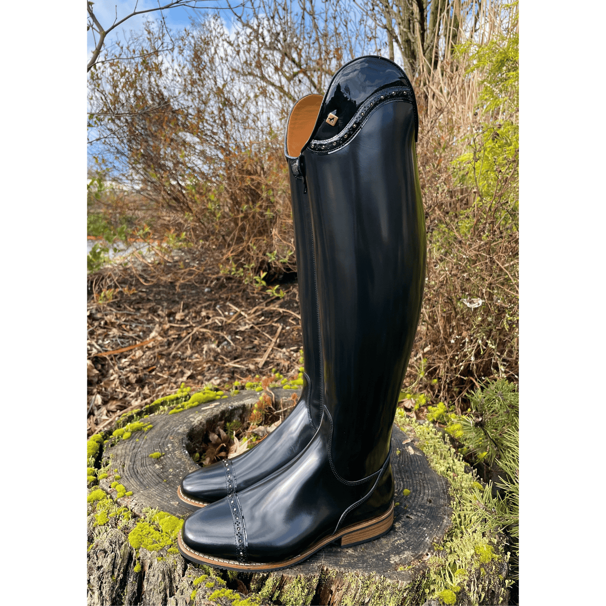 DeNiro Bellini Dressage Boot - Brushed Black with Patent Uptop & Rose ...